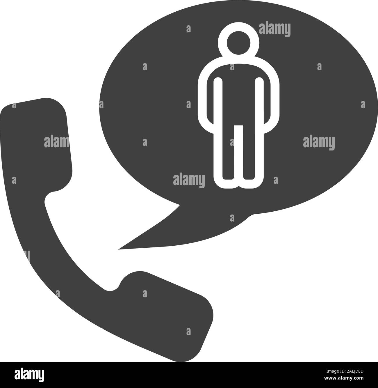Phone talk about man glyph icon. Silhouette symbol. Handset with man ...