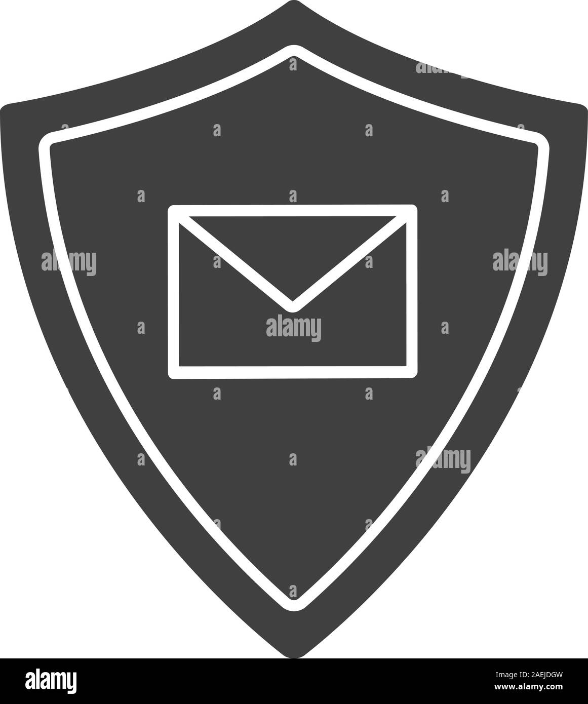 Email security glyph icon. Silhouette symbol. Sms message inside ...