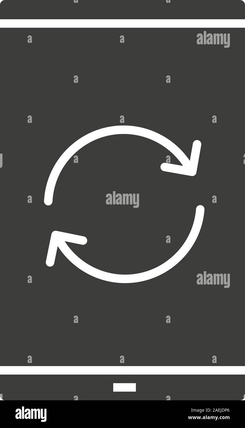 Smartphone reload button glyph icon. Silhouette symbol. Smart phone ...