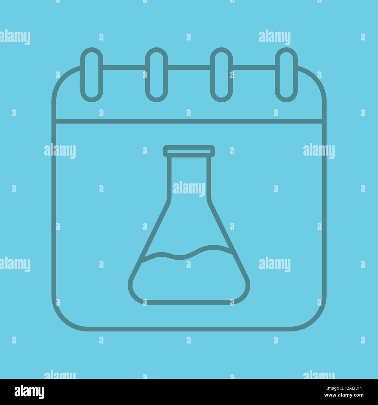 Research schedule color linear icon. Calendar page with chemical lab ...