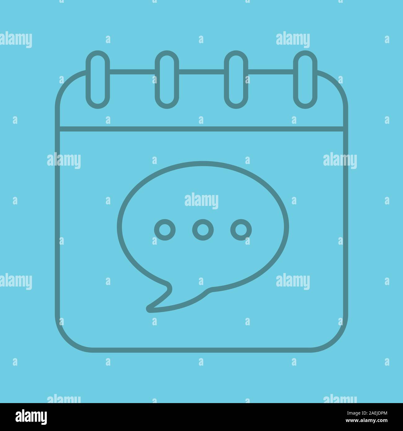 Calendar page with chat box linear icon. Thin line outline symbols on ...