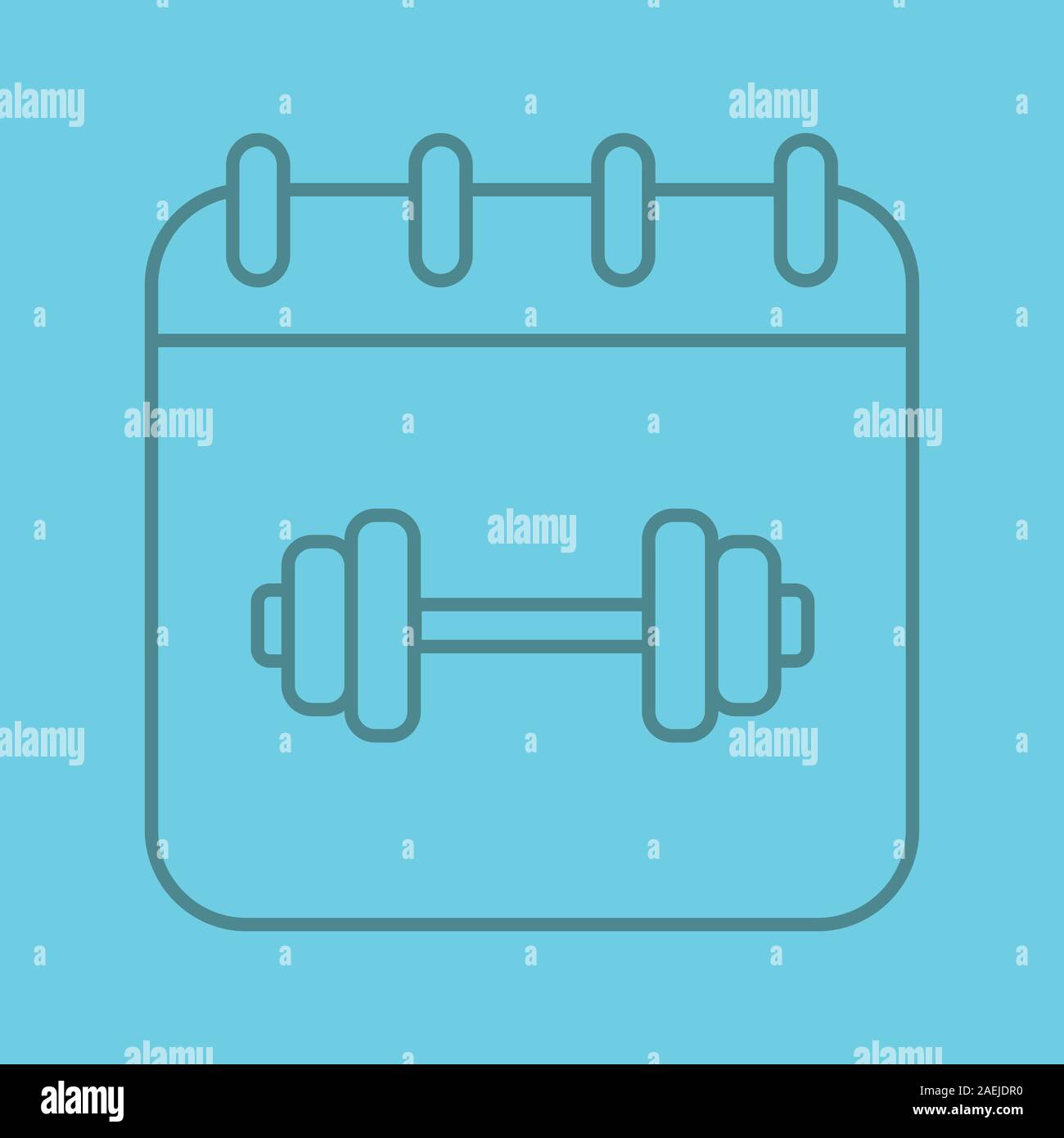 Gym workout schedule color linear icon. Calendar page with gym barbell ...