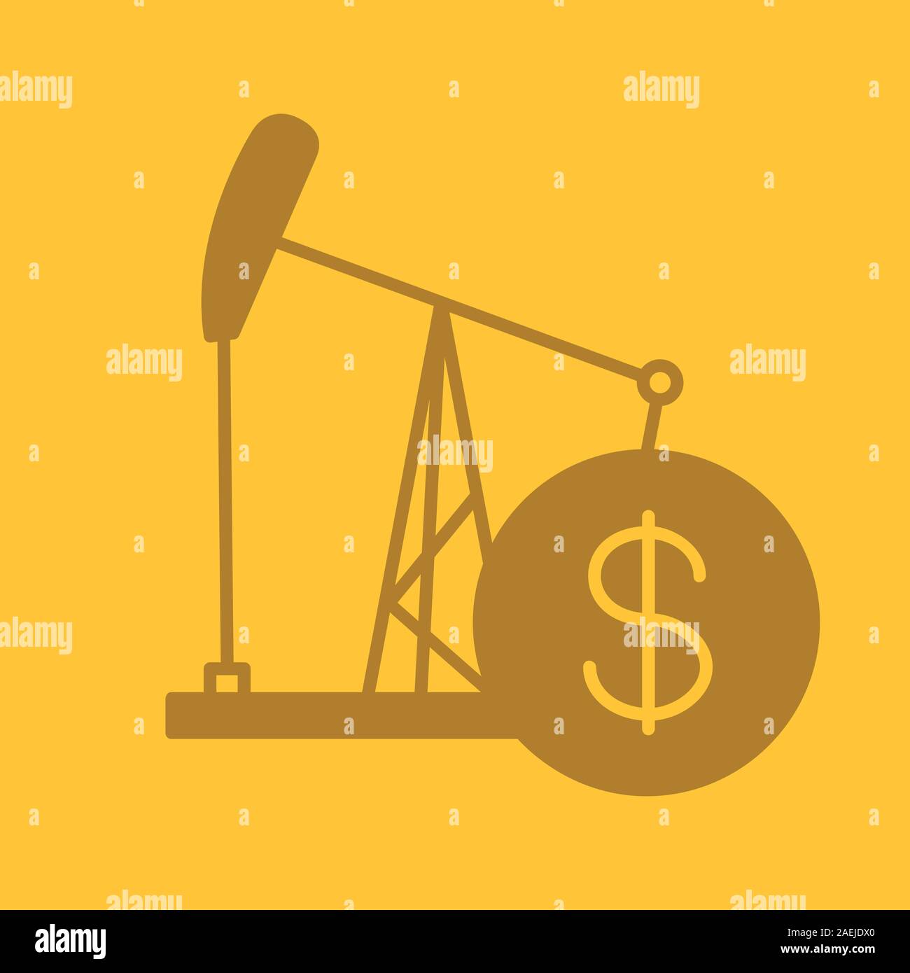 Oil trade glyph color icon. Silhouette symbol. Oil derrick with dollar ...