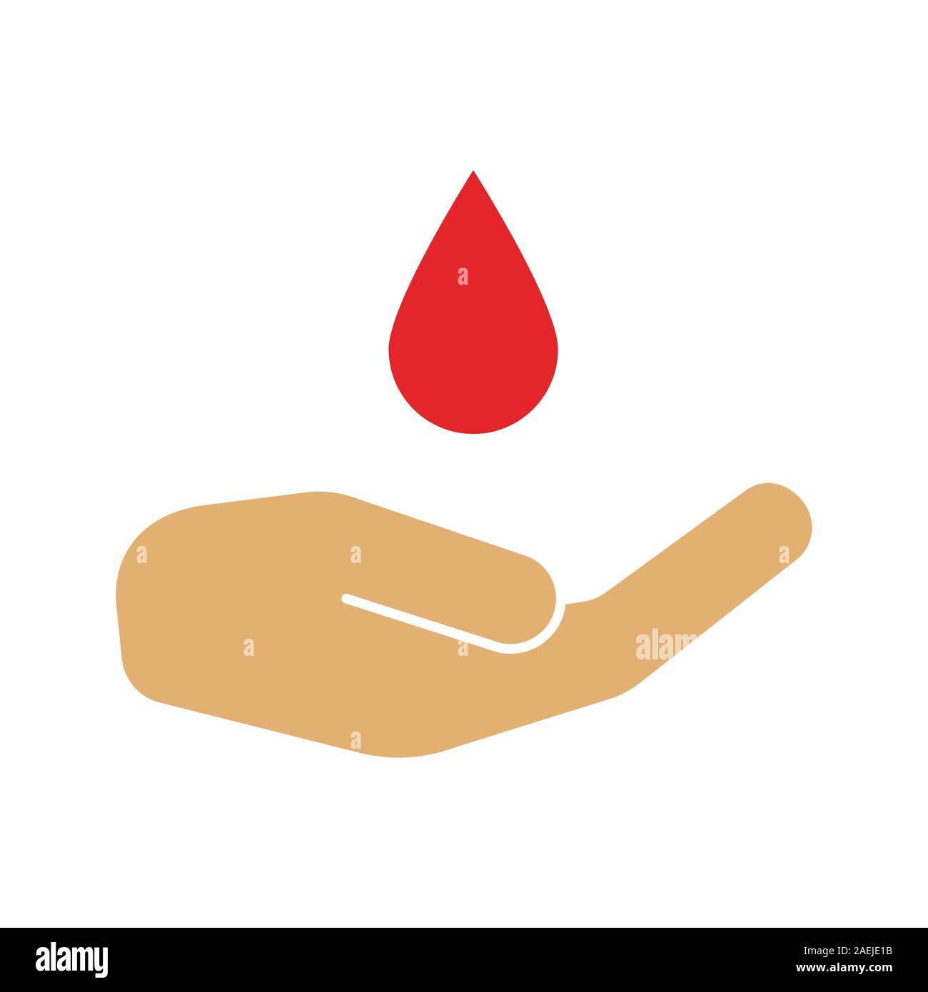 Blood donation color icon. Human hand with blood drop. Isolated vector ...