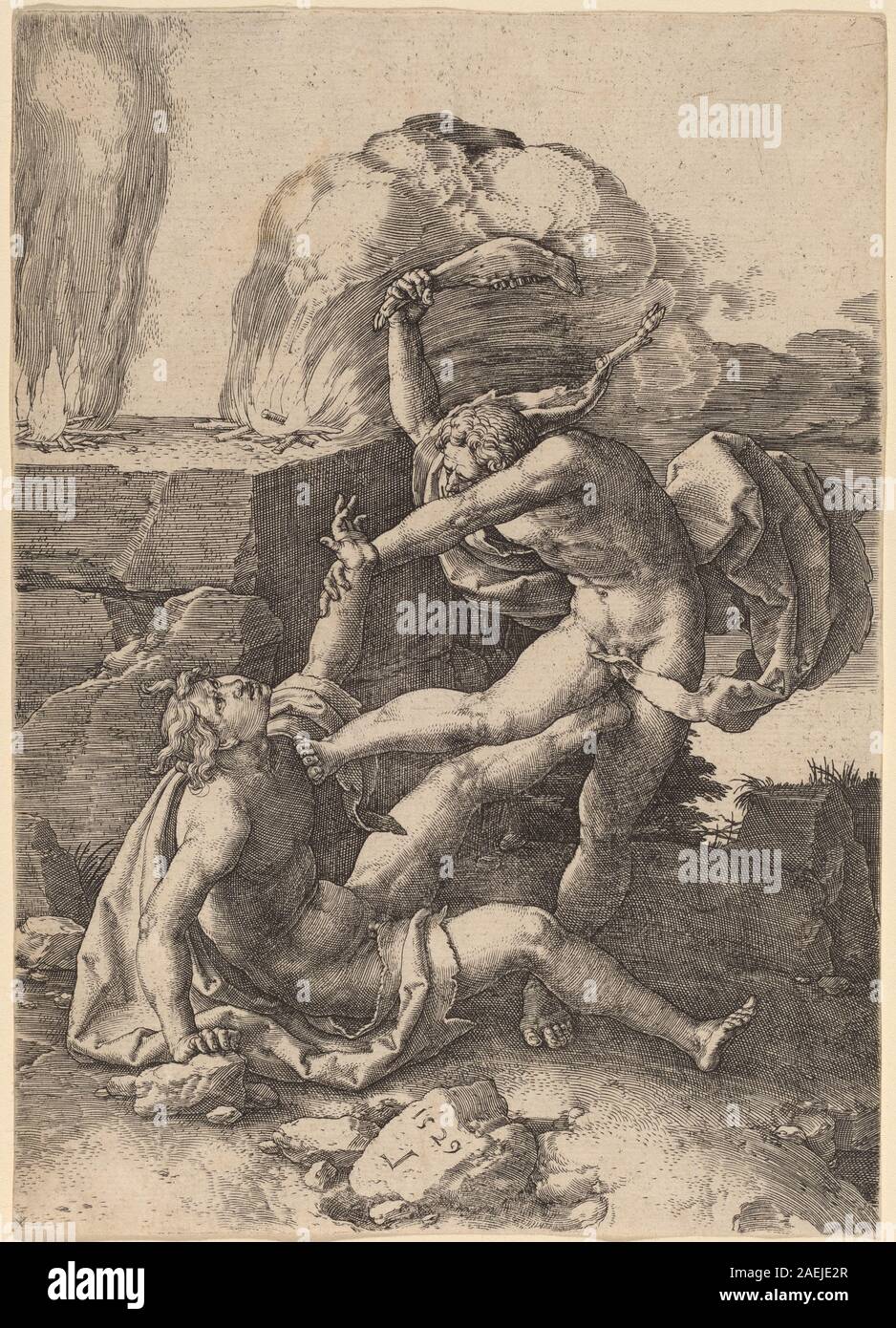 Lucas van Leyden, Cain Killing Abel, 1529 Cain Killing Abel; 1529date Stock Photo - Alamy