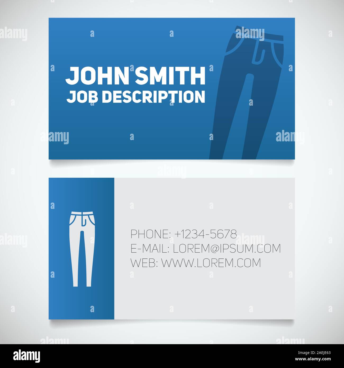 Business card print template with skinny jeans logo. Women's pants shop ...