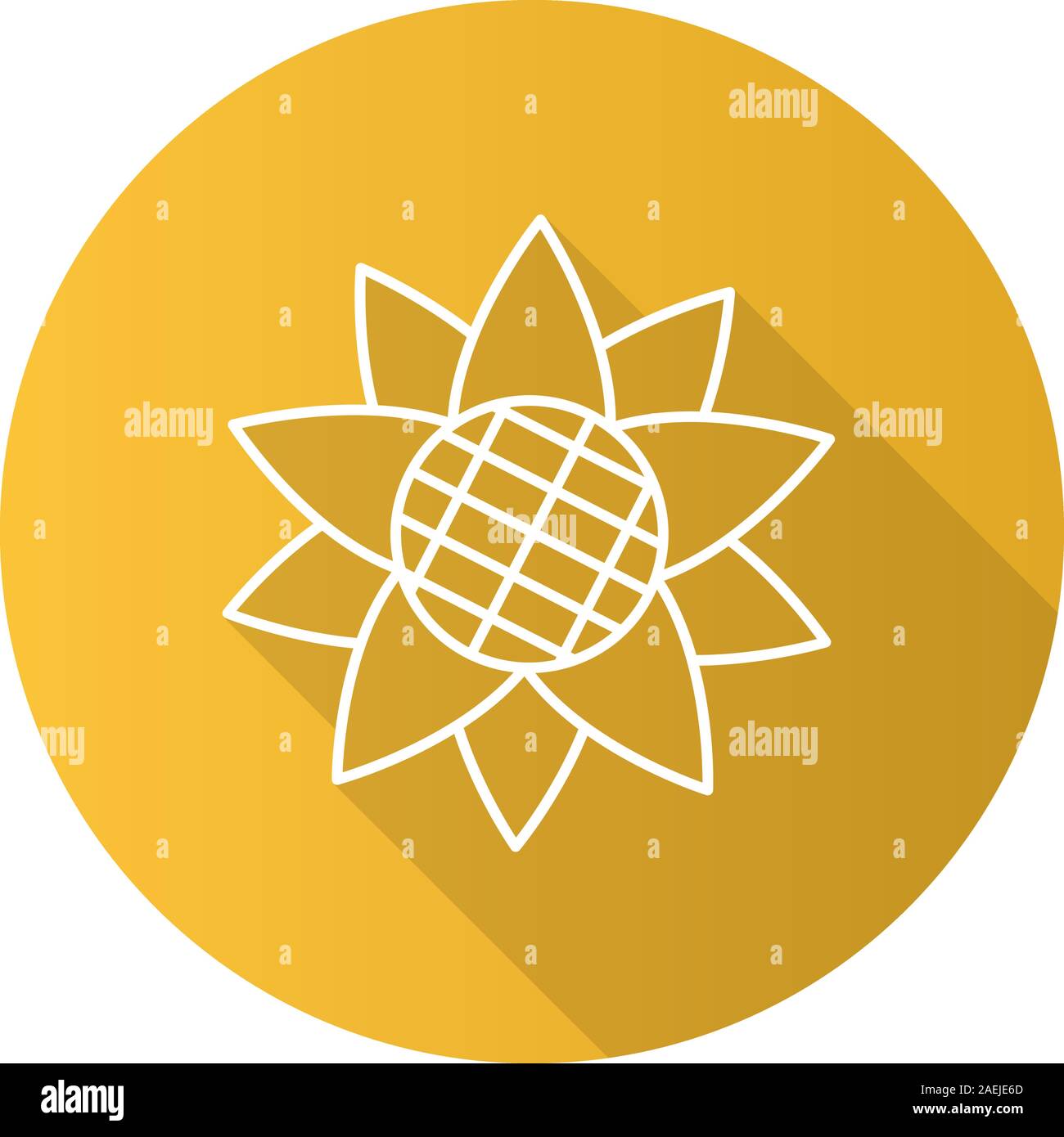 Sunflower head flat linear long shadow icon. Vector outline symbol ...