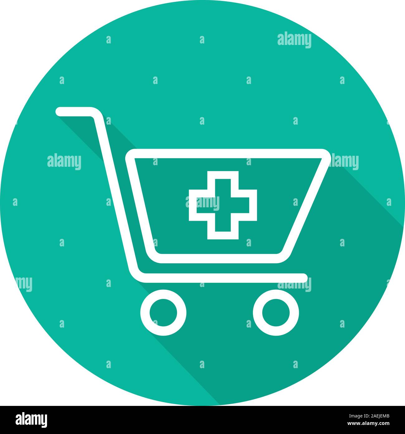 Drugstore shopping flat linear long shadow icon. Pharmacy. Shopping ...