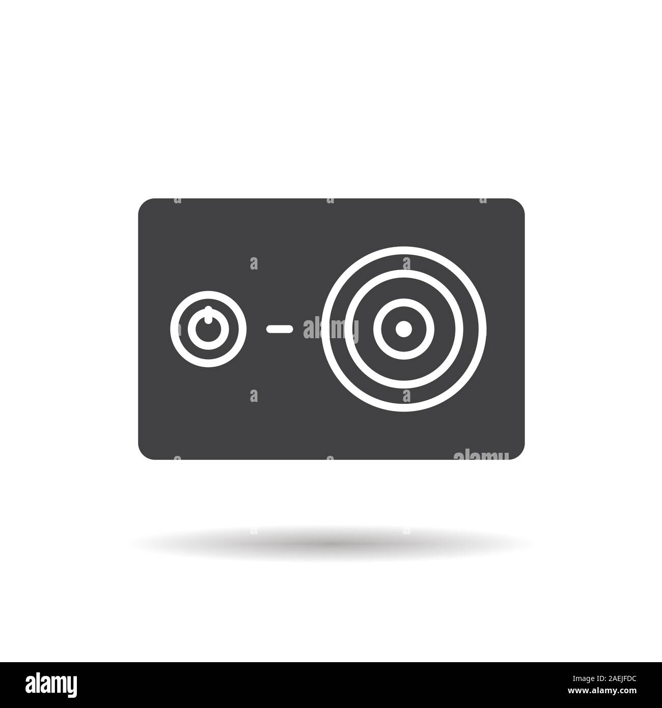 Action camera glyph icon. Drop shadow silhouette symbol. Negative space ...