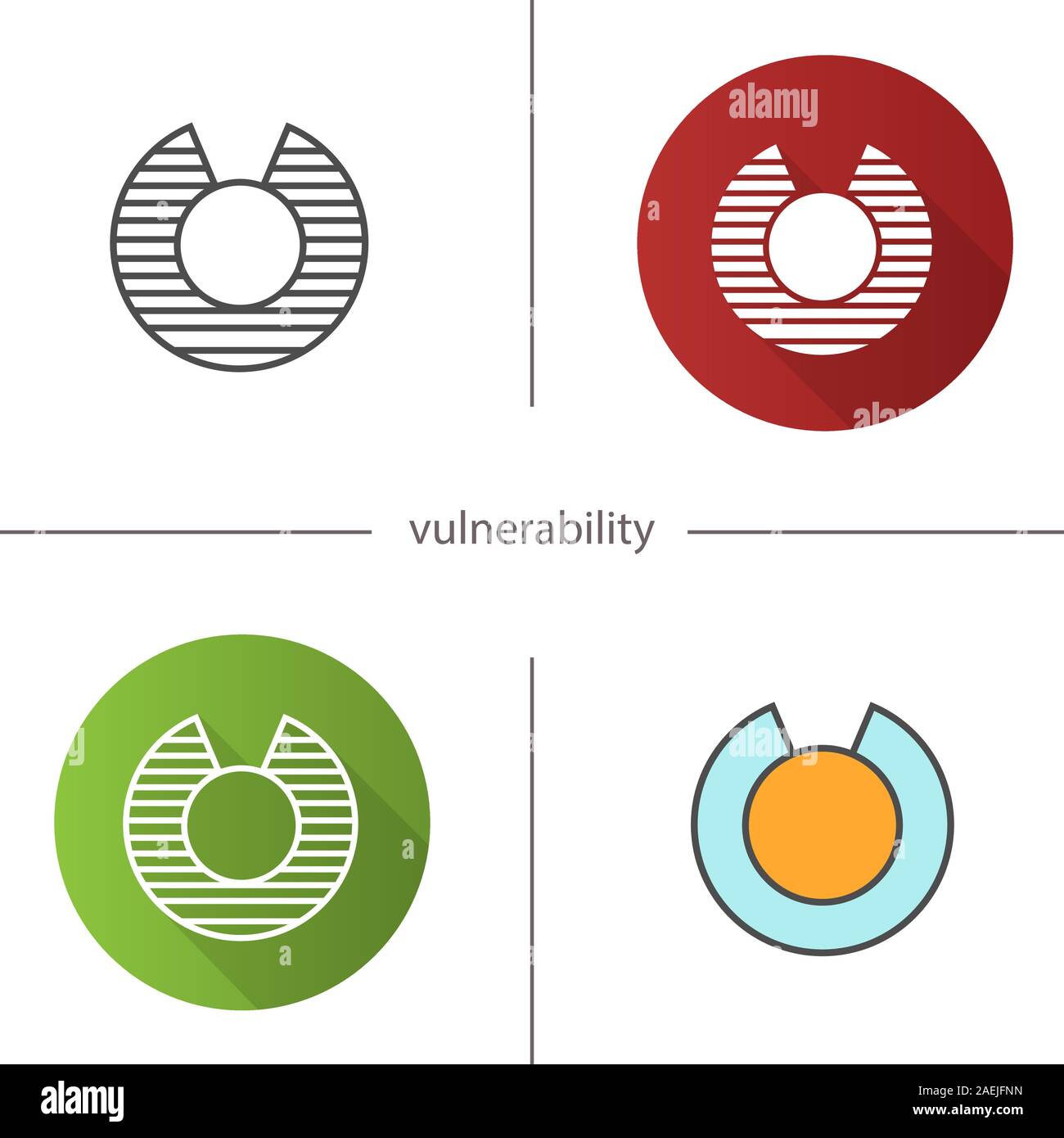 Vulnerability icon. Flat design, linear and color styles. Isolated ...
