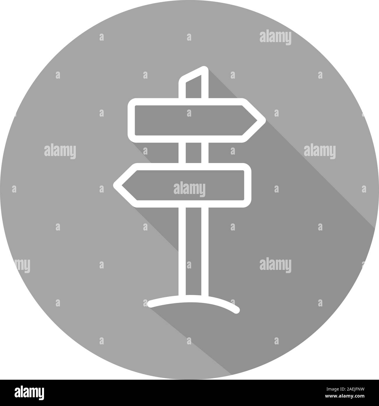 Signpost flat linear long shadow icon. Wooden way direction signpost ...