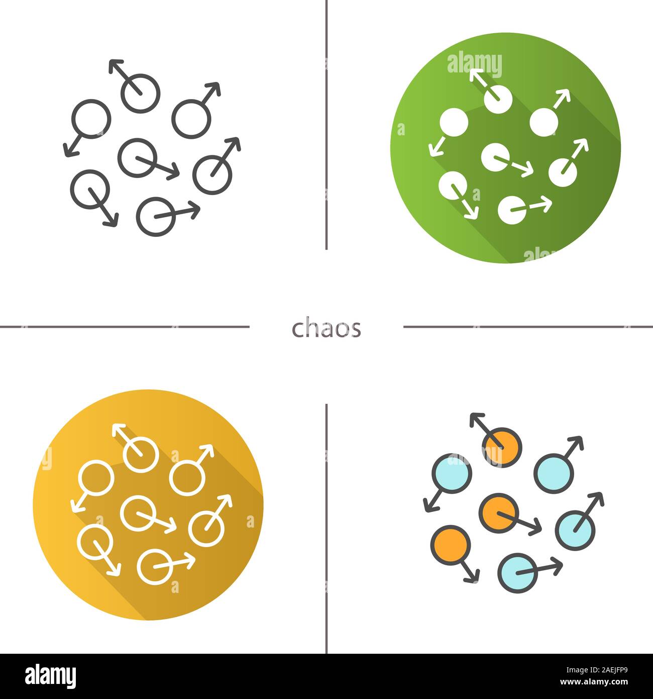 Chaos symbol icon. Flat design, linear and color styles. Chaotic ...