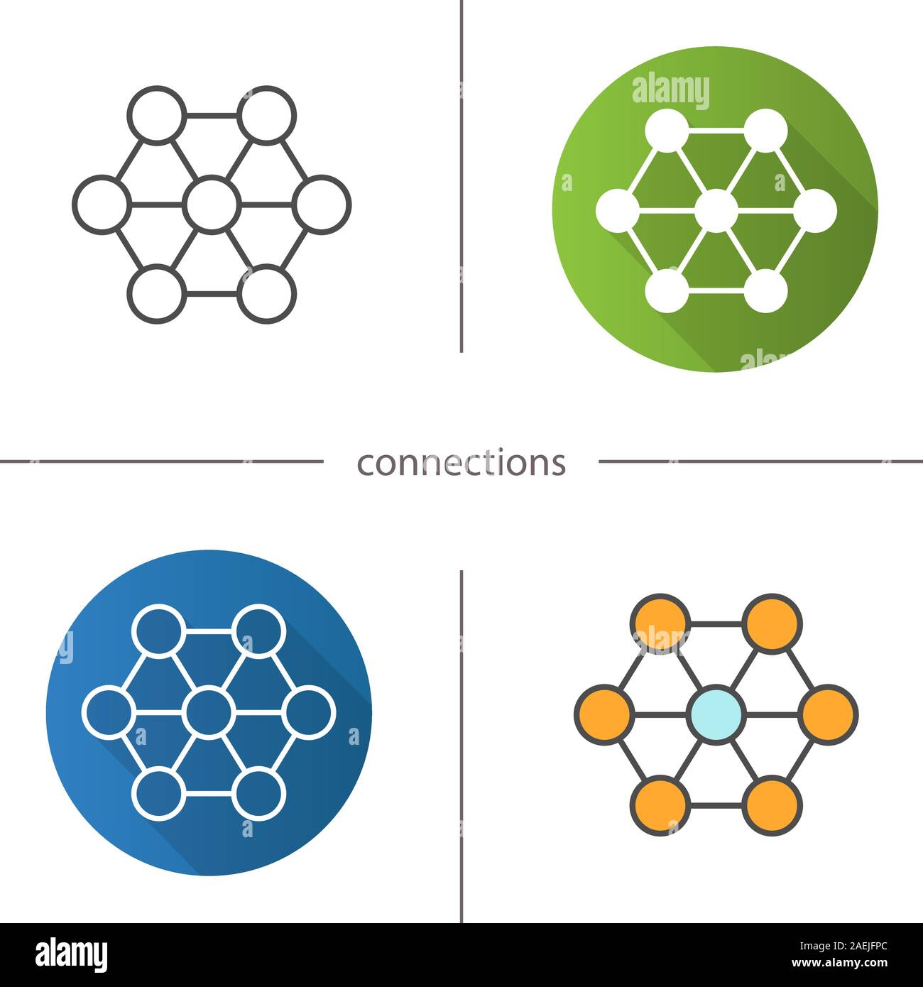 Connections icon. Flat design, linear and color styles. Interrelation ...