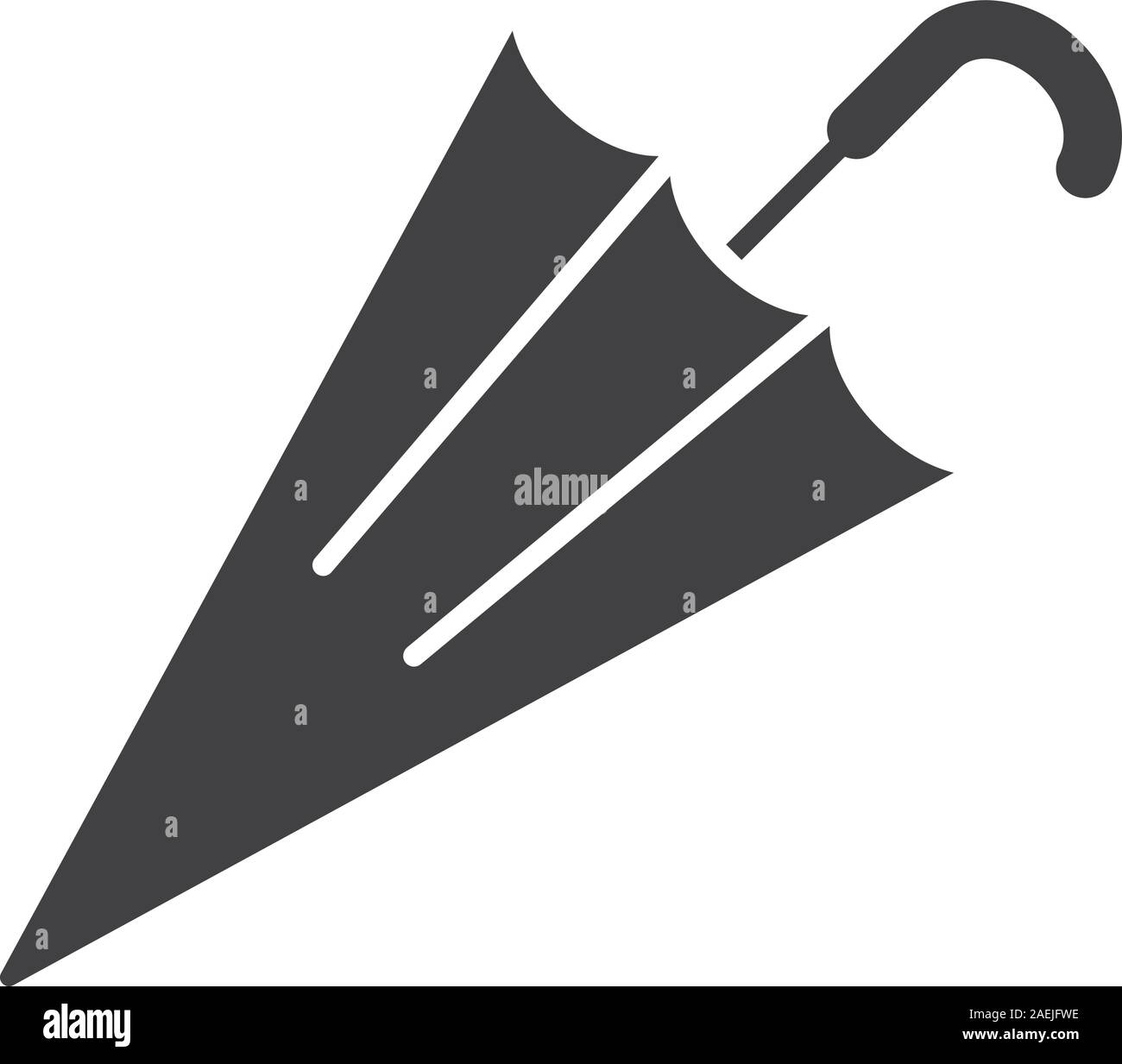 Closed umbrella glyph icon. Silhouette symbol. Negative space. Vector ...