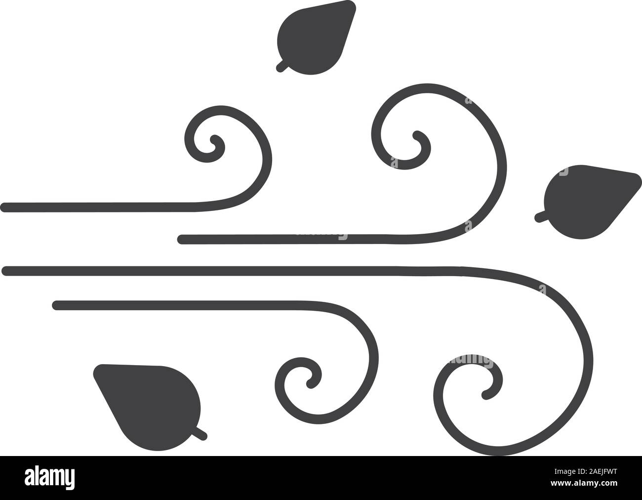 Wind blowing glyph icon. Silhouette symbol. Windy weather. Negative ...