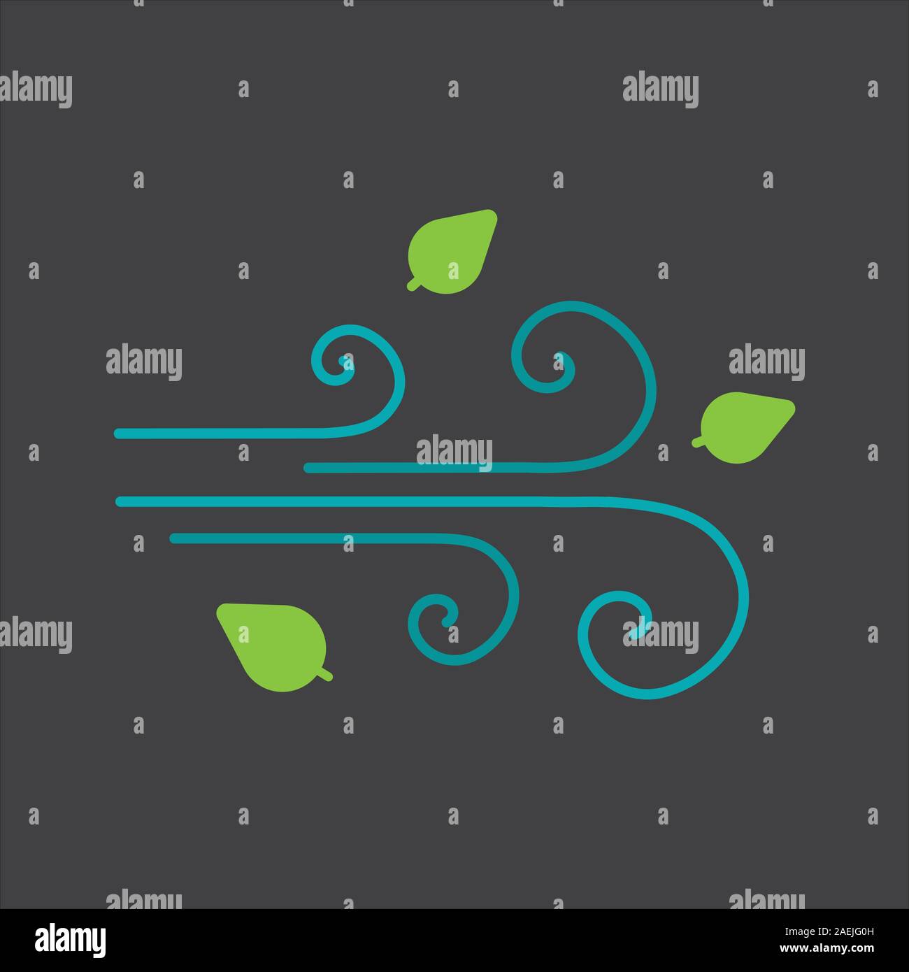 Wind Blowing Glyph Color Icon Windy Weather Silhouette Symbol On