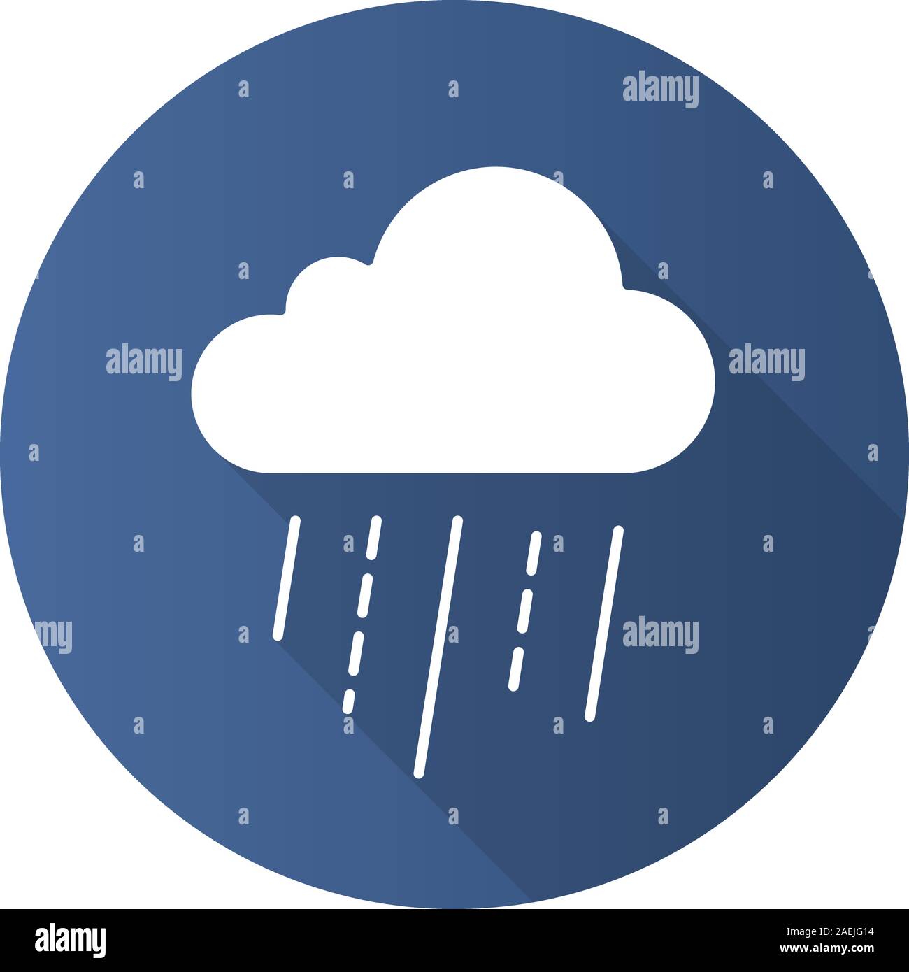 Rainy cloud flat design long shadow glyph icon. Vector silhouette ...