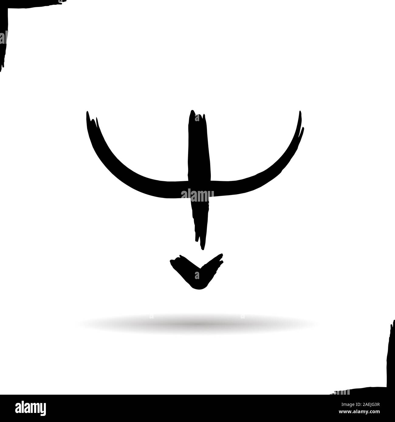 Download arrow icon. Drop shadow symbol. Ink brush stroke. Vector ...
