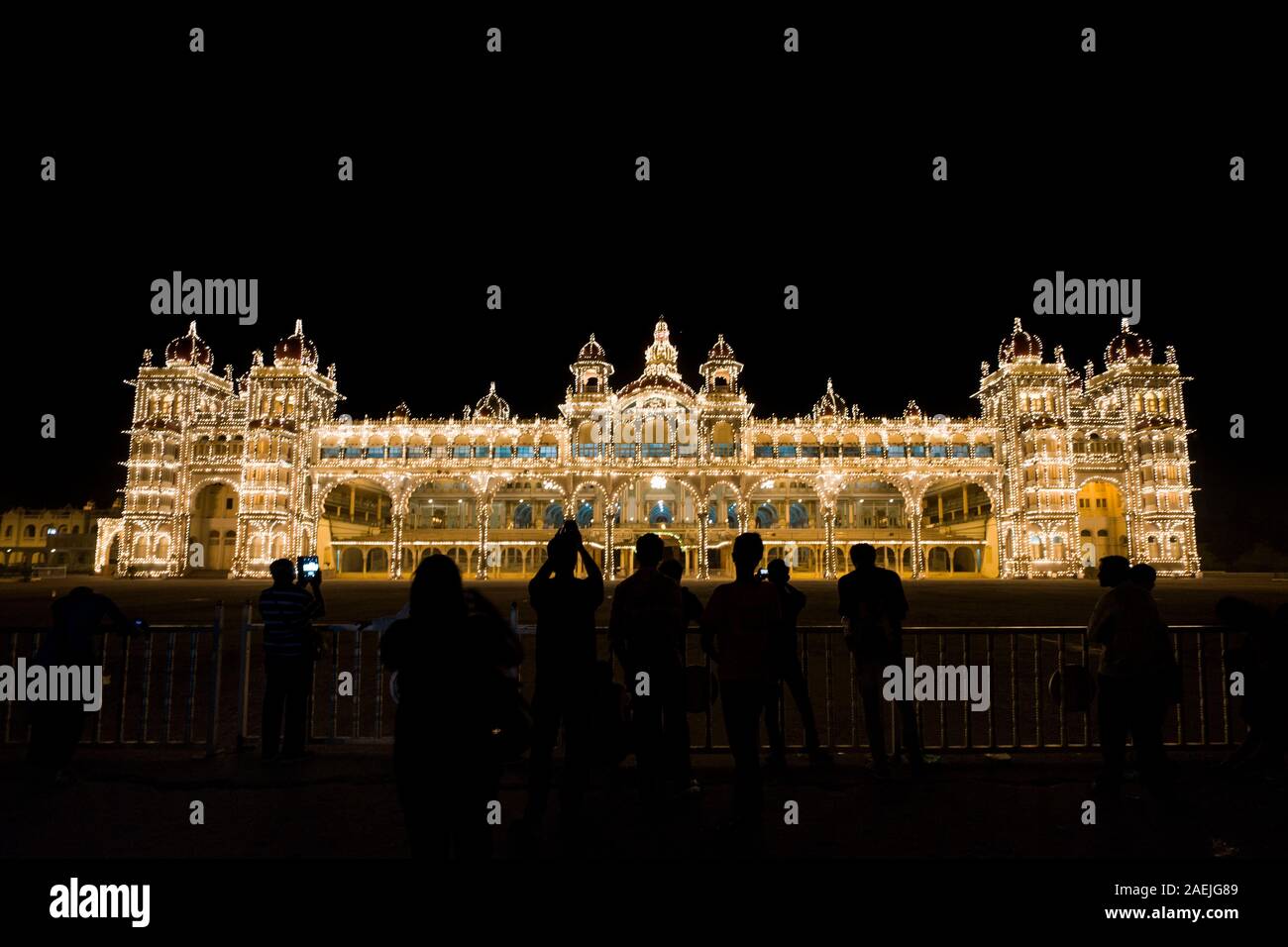 Mysore Palace at night in Mysore Karnataka India Stock Photo - Alamy