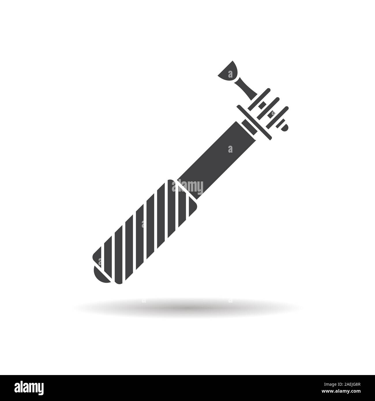 Monopod glyph icon. Drop shadow silhouette symbol. Selfie stick ...