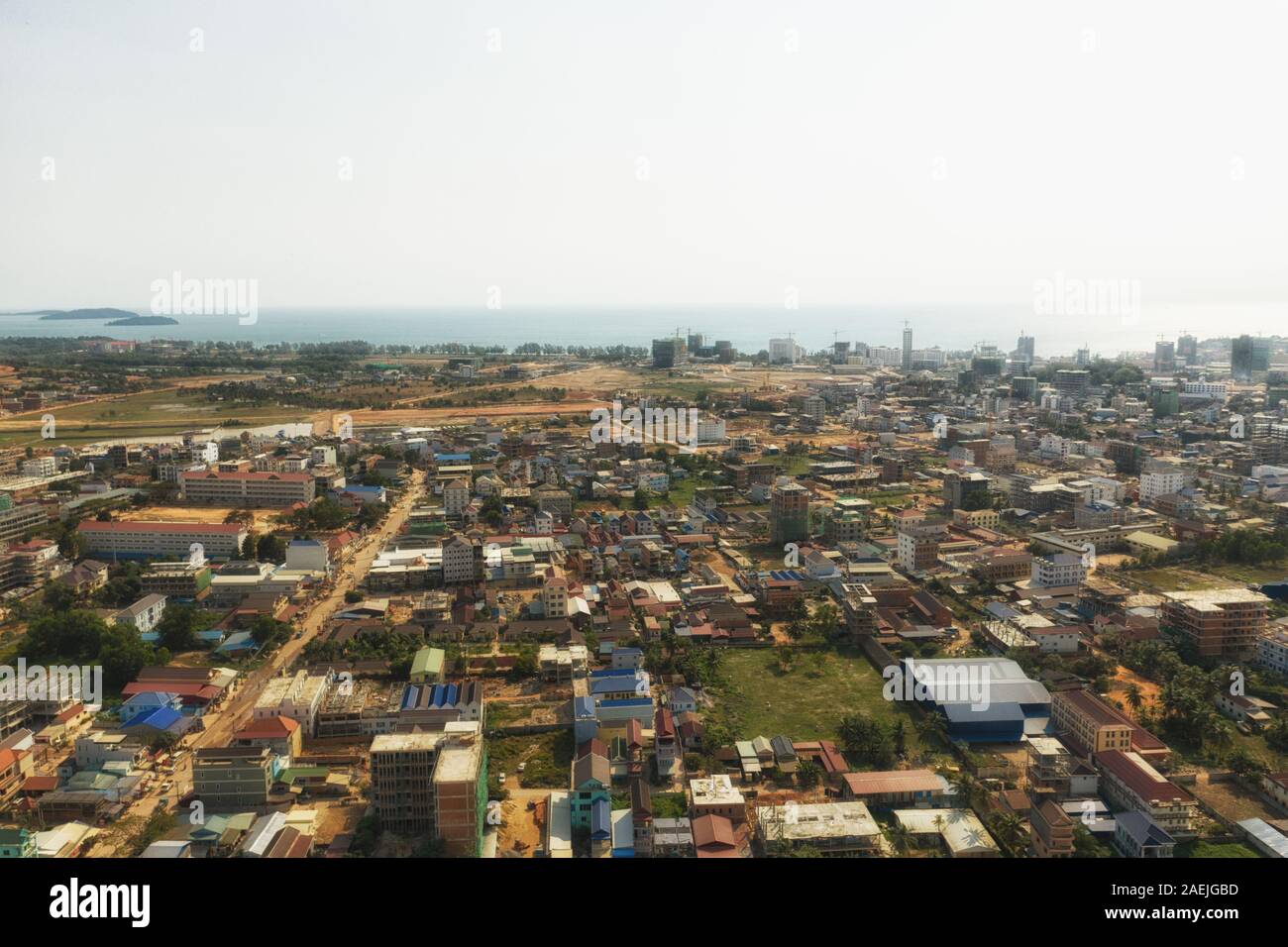 Sihanoukville city in summer Cambodia drone shot Stock Photo - Alamy