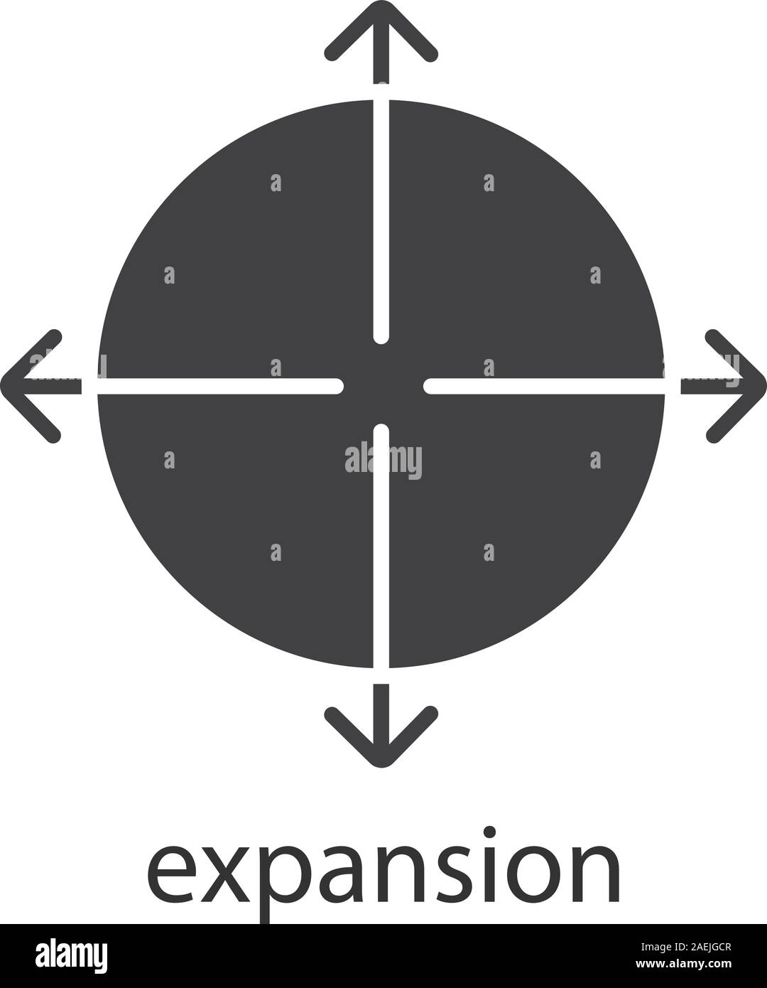 Expansion glyph icon. Silhouette symbol. Expand abstract metaphor ...