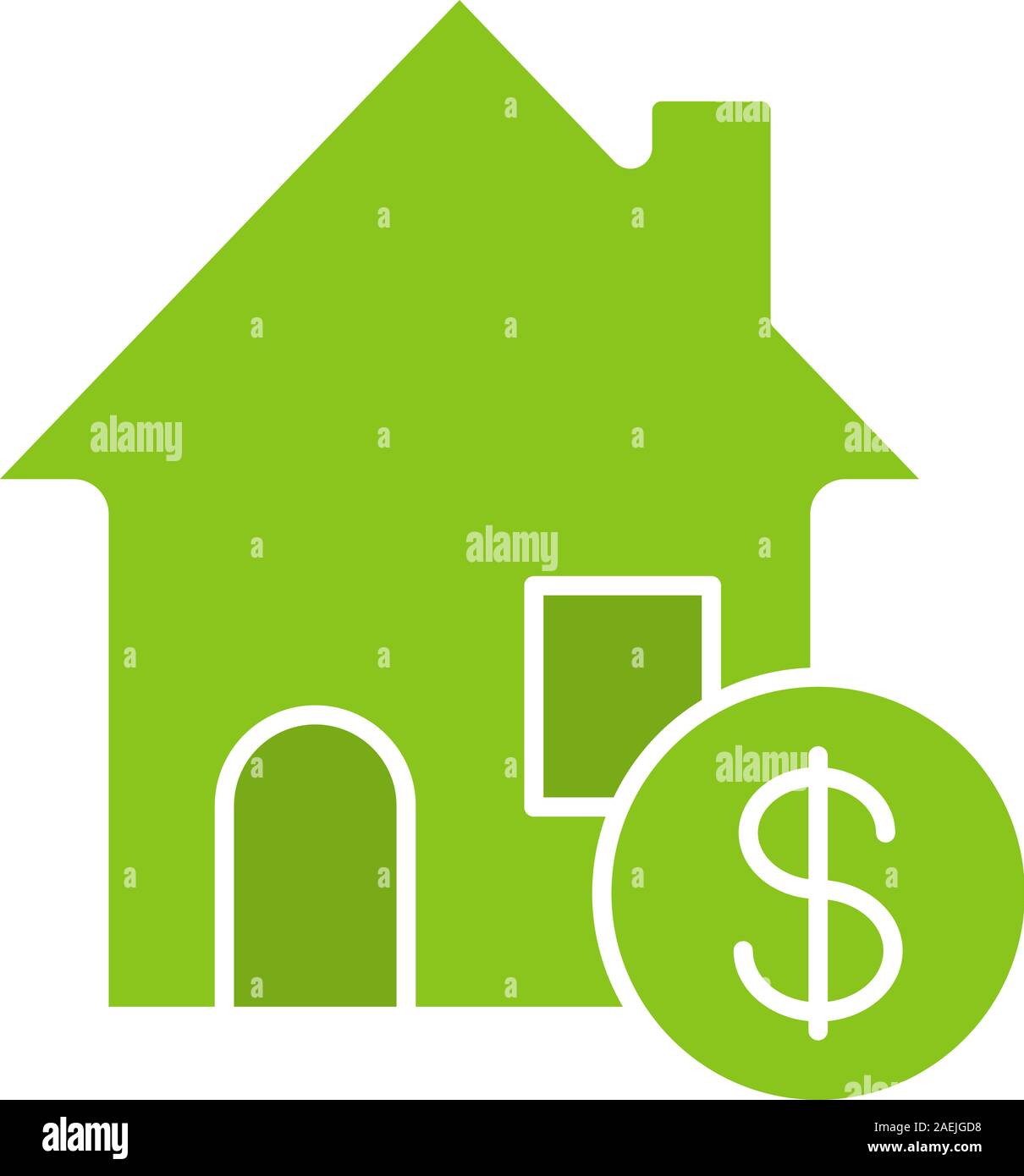Real estate market glyph color icon. Rental house with dollar sign ...