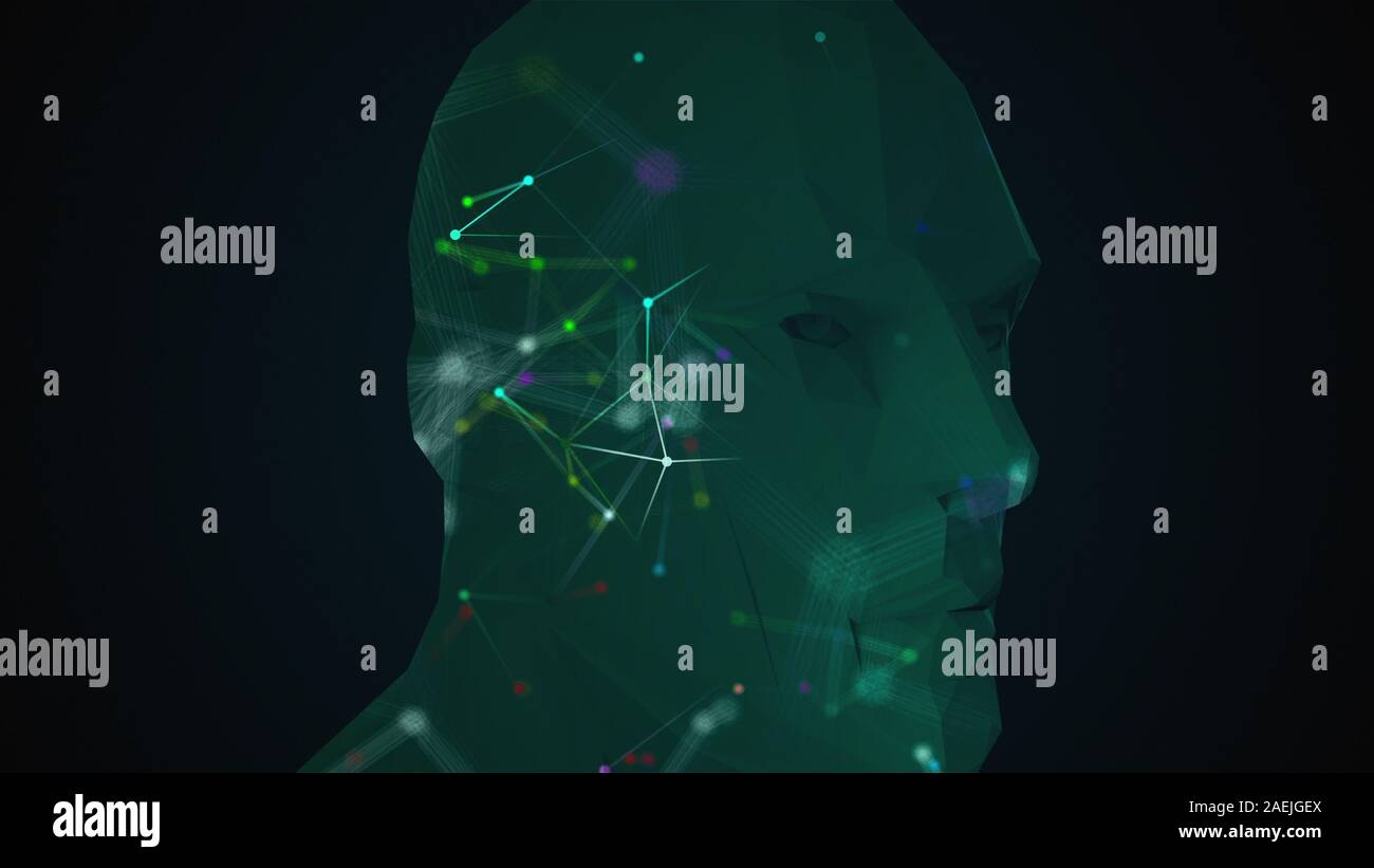 Overlay a background of mesh with multi-colored thin lines connected by ...