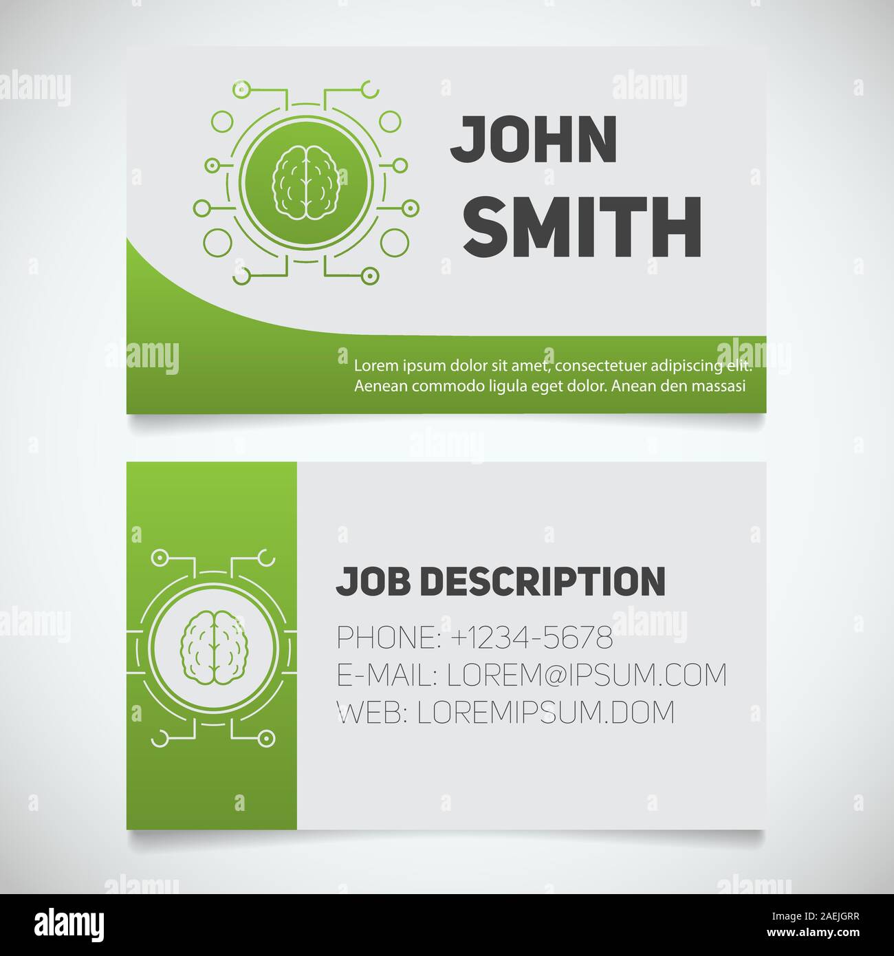 Business card print template with human brain logo. Manager. Programmer ...