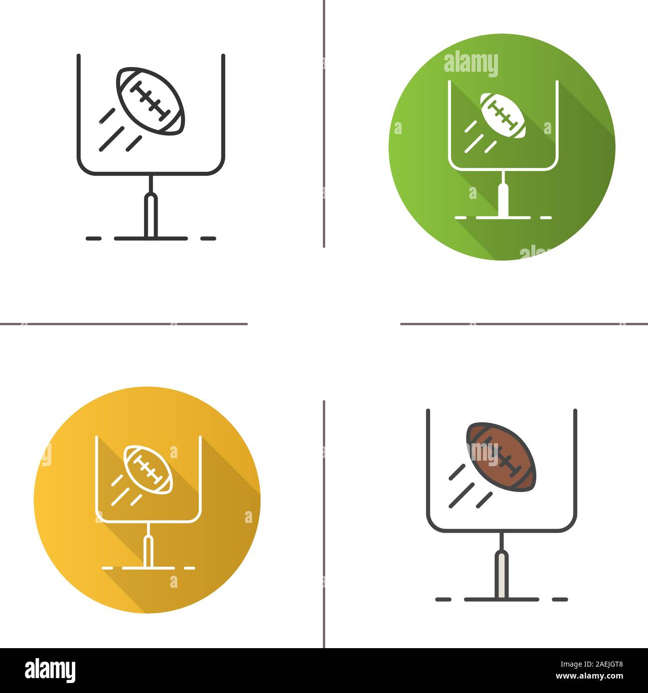 American football or rugby goal icon. Flat design, linear and color ...