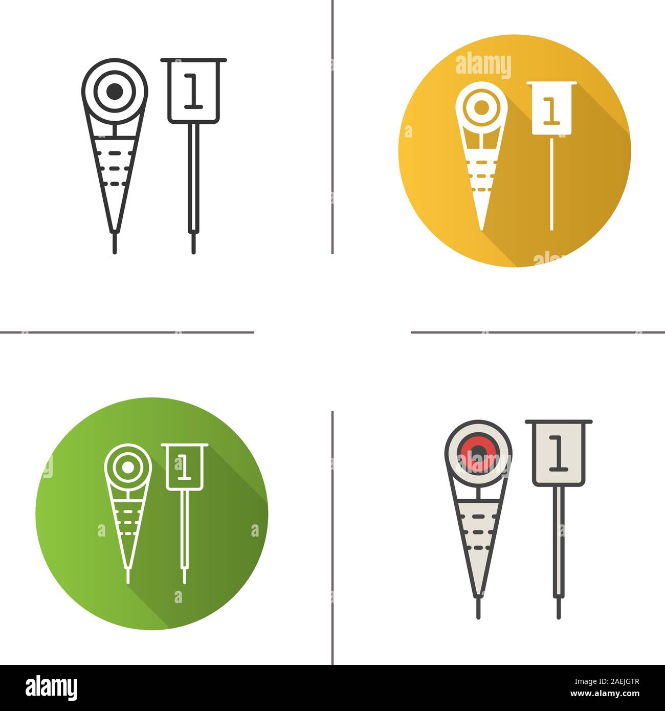 American football sideline markers icon. Flat design, linear and color ...