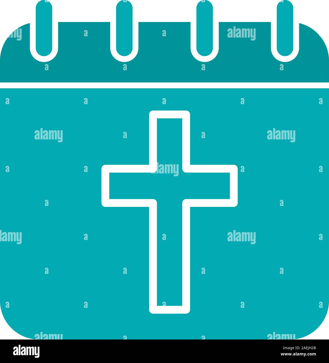 Easter Day glyph color icon. Calendar page with Christian crucifix ...