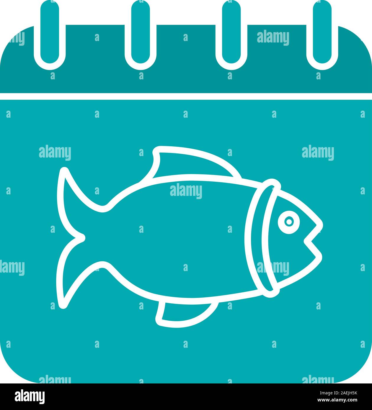 Fishing day glyph color icon. Calendar page with fish. Silhouette ...