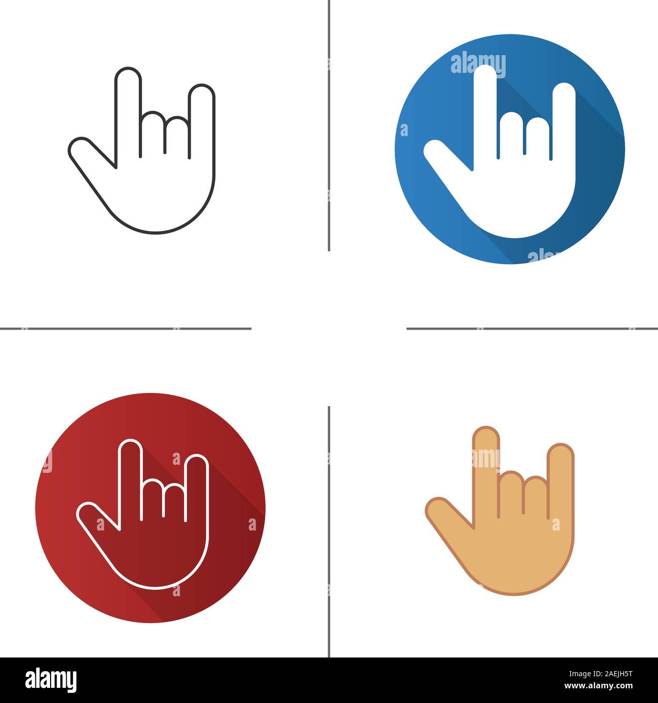 Heavy metal gesture icon. Flat design, linear and color styles. Devil ...