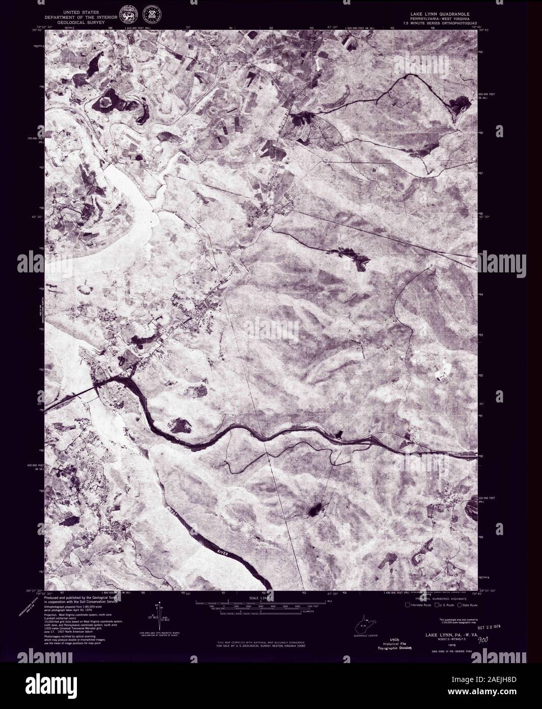 PA Lake Lynn 171010 1960 24000 Inverted Stock Photo - Alamy