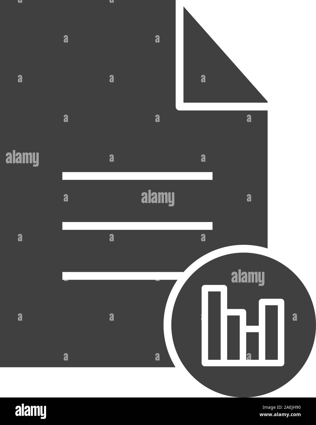 File statistics glyph icon. Silhouette symbol. Document with diagram ...