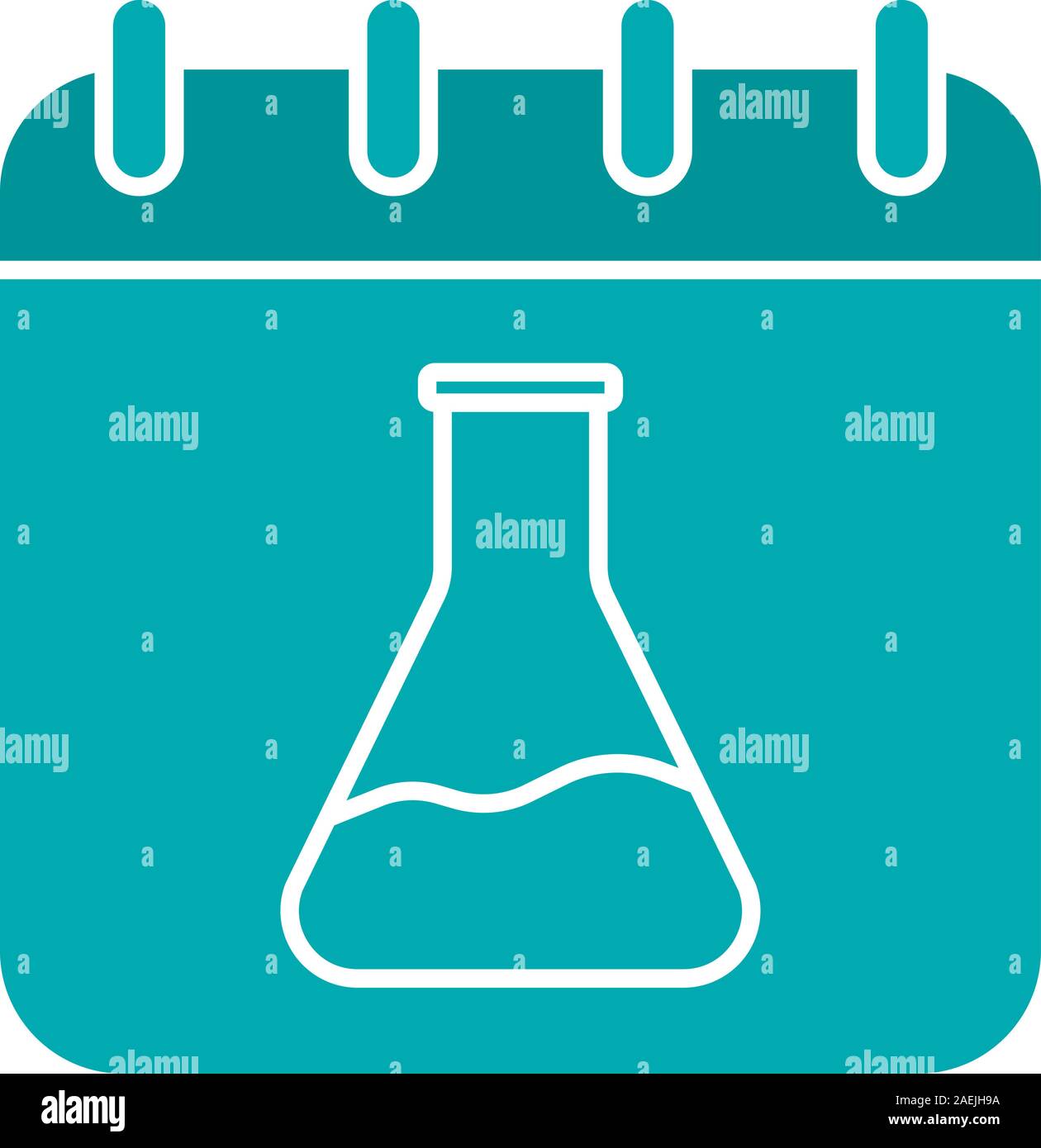 Research schedule glyph color icon. Calendar page with chemical lab ...
