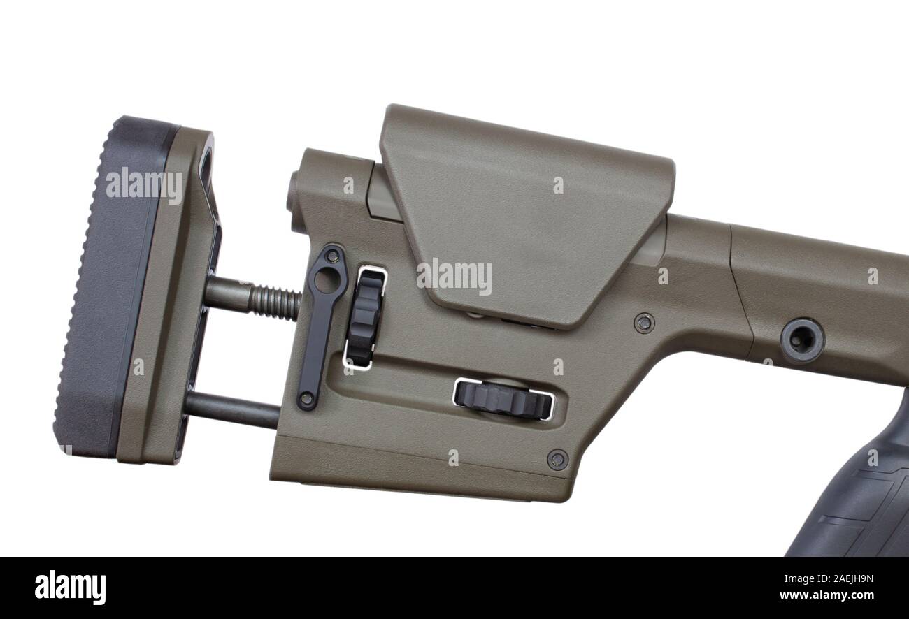 Gun stock adjustable for length and cheek height isolated on white ...