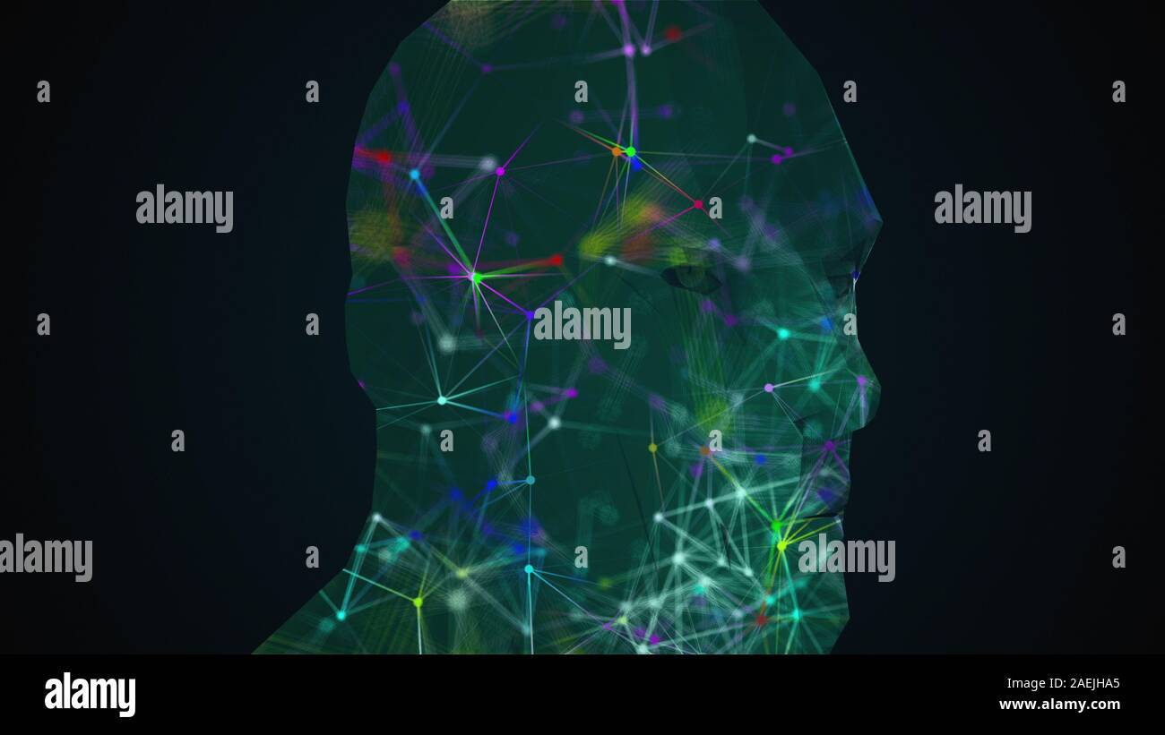 Overlay a background of mesh with multi-colored thin lines connected by ...