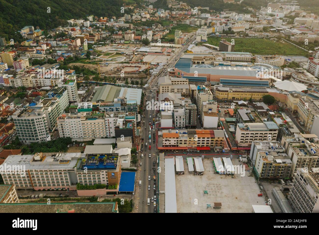 Patong City and Beach life with cars and boats in Thailand Phuket ...