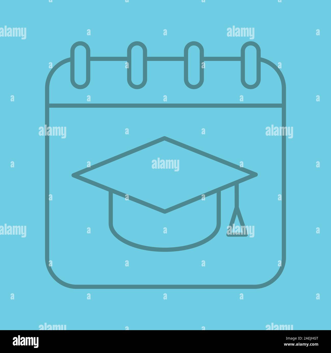 Graduation date color linear icon. Calendar page with square academic ...