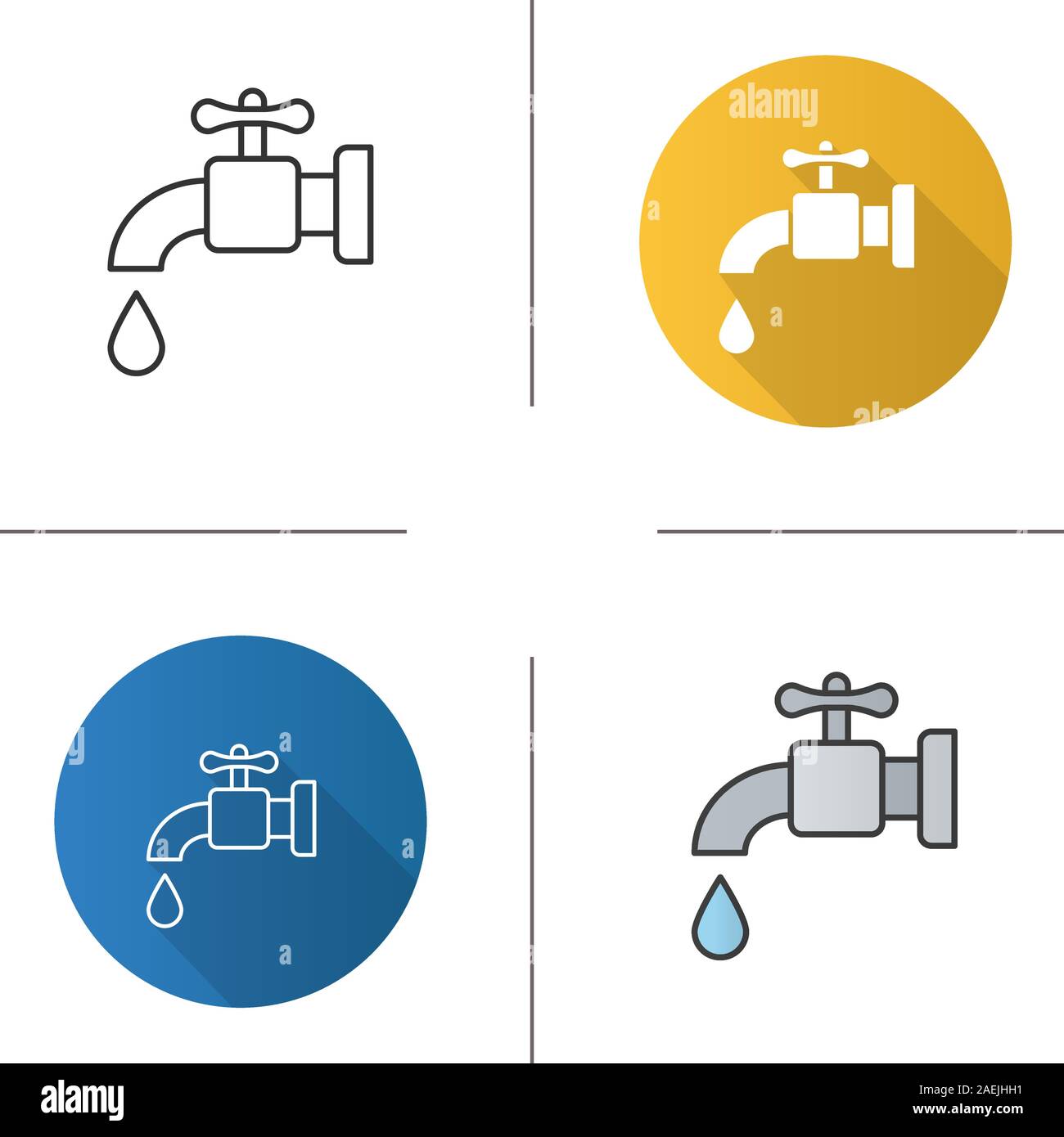 Water resources icon. Flat design, linear and color styles. Faucet and ...