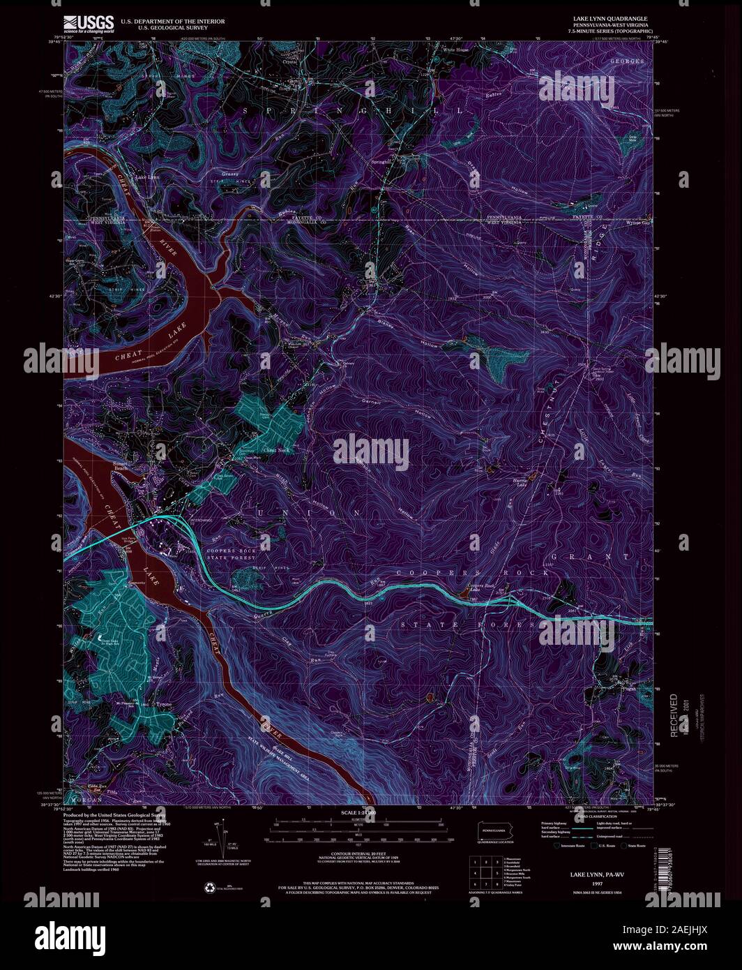 PA Lake Lynn 222952 1997 24000 Inverted Stock Photo - Alamy