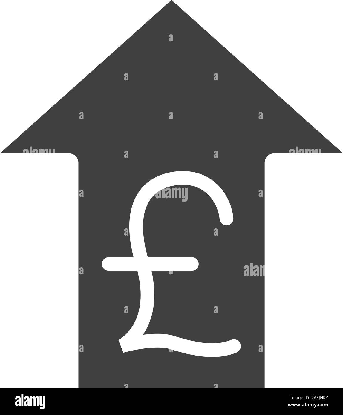 Pound rate rising glyph icon. Silhouette symbol. Great Britain pound ...