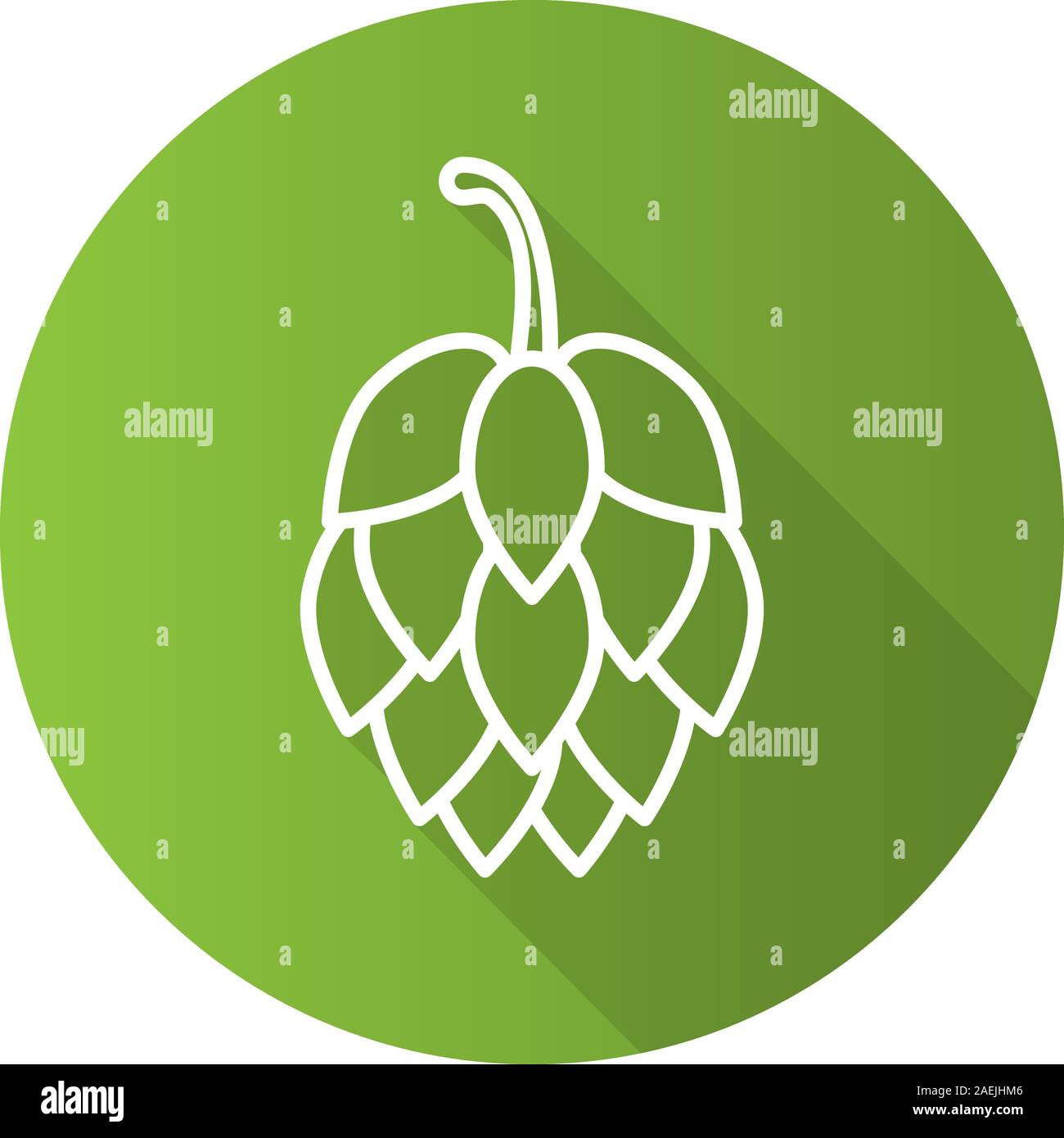 Hop cone flat linear long shadow icon. Vector outline symbol Stock ...