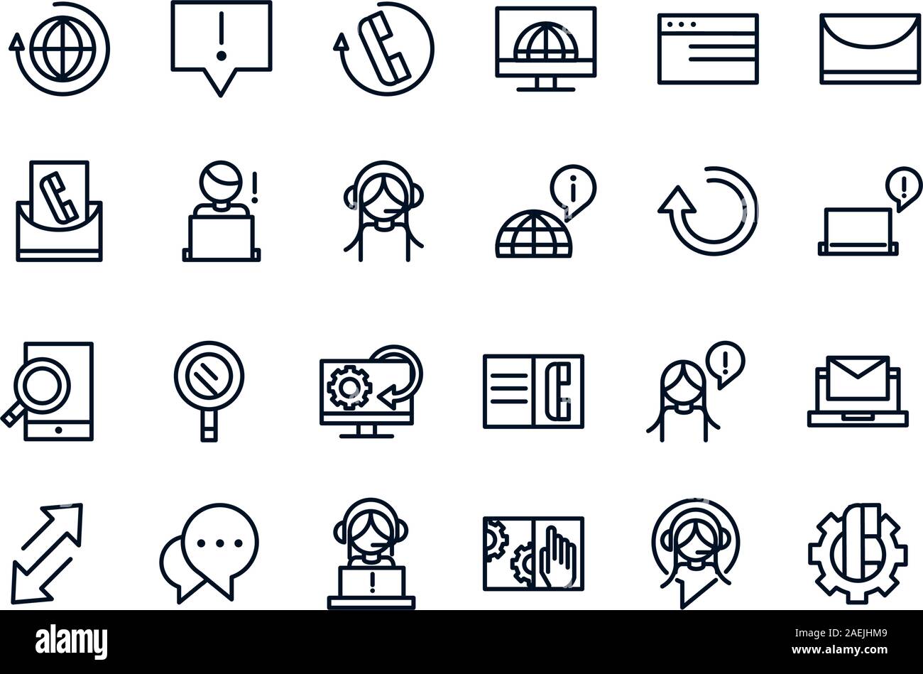 call center service business icons collection line vector illustration ...