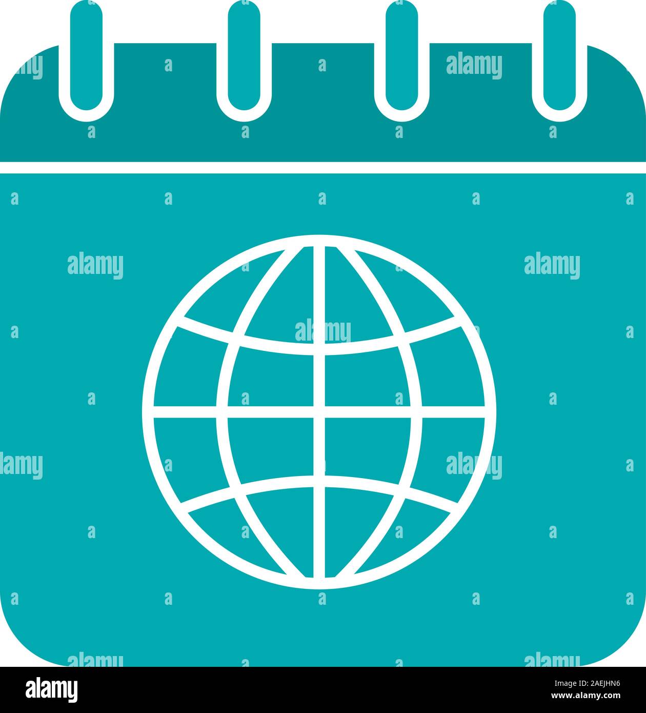 International calendar glyph color icon. Calendar page with worldwide ...