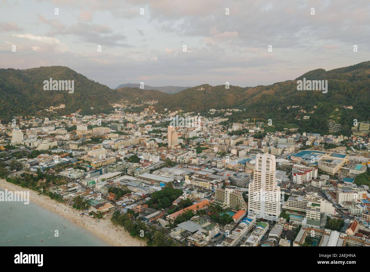 Patong City and Beach life with cars and boats in Thailand Phuket ...