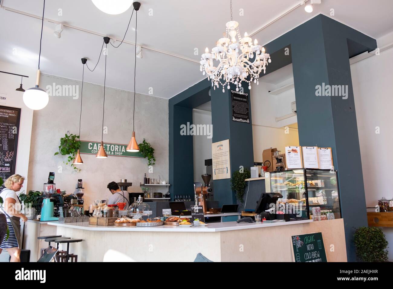 Interior of Cafetoria coffee shop in Runeberginkatu Street, Helsinki ...