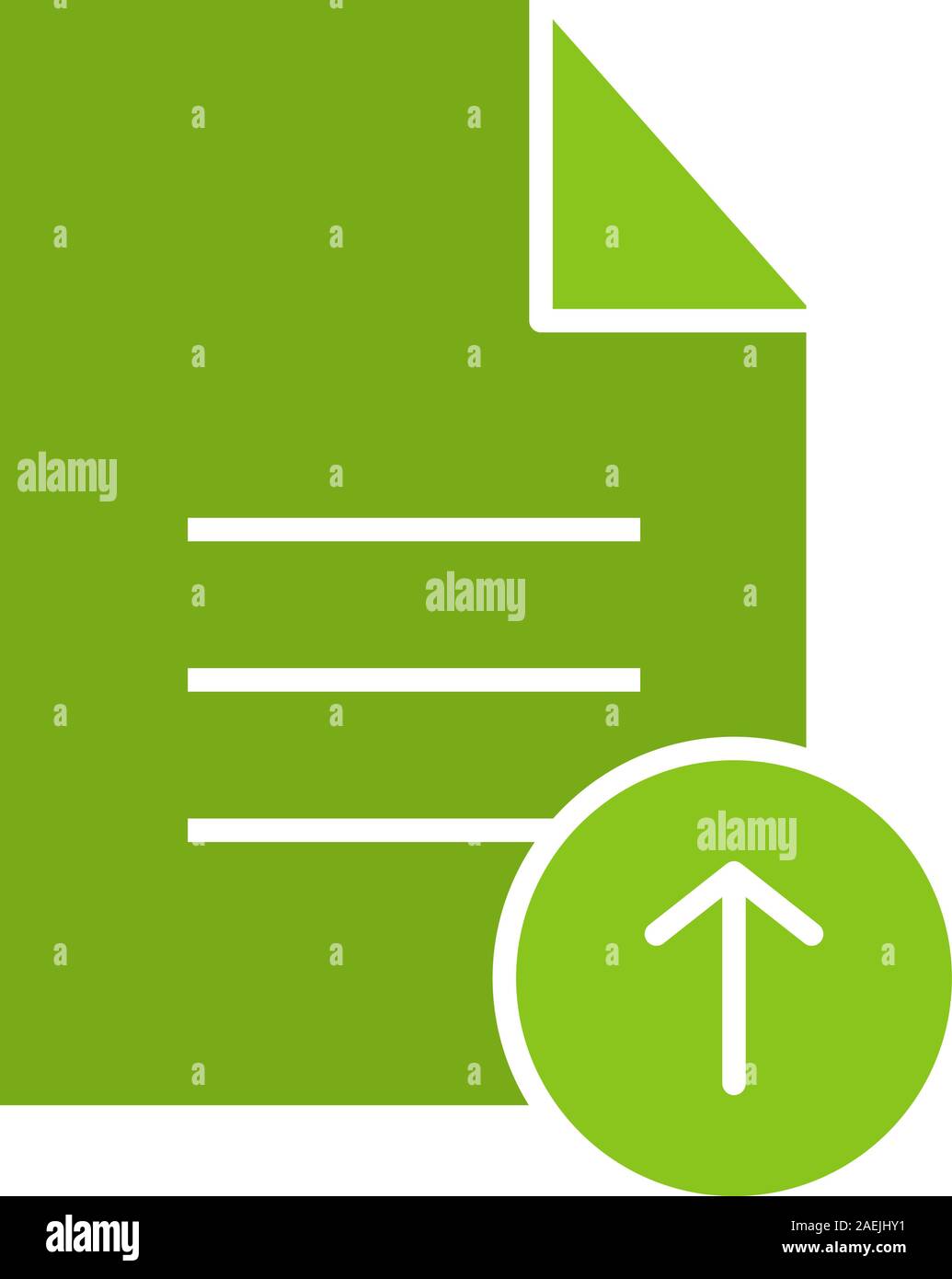 Upload document glyph color icon. Text file with upload arrow ...